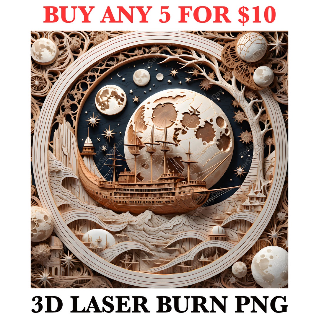 Laser Burn Engrave PNG File, 3D Illusion Image Photo, Cut Carve ...