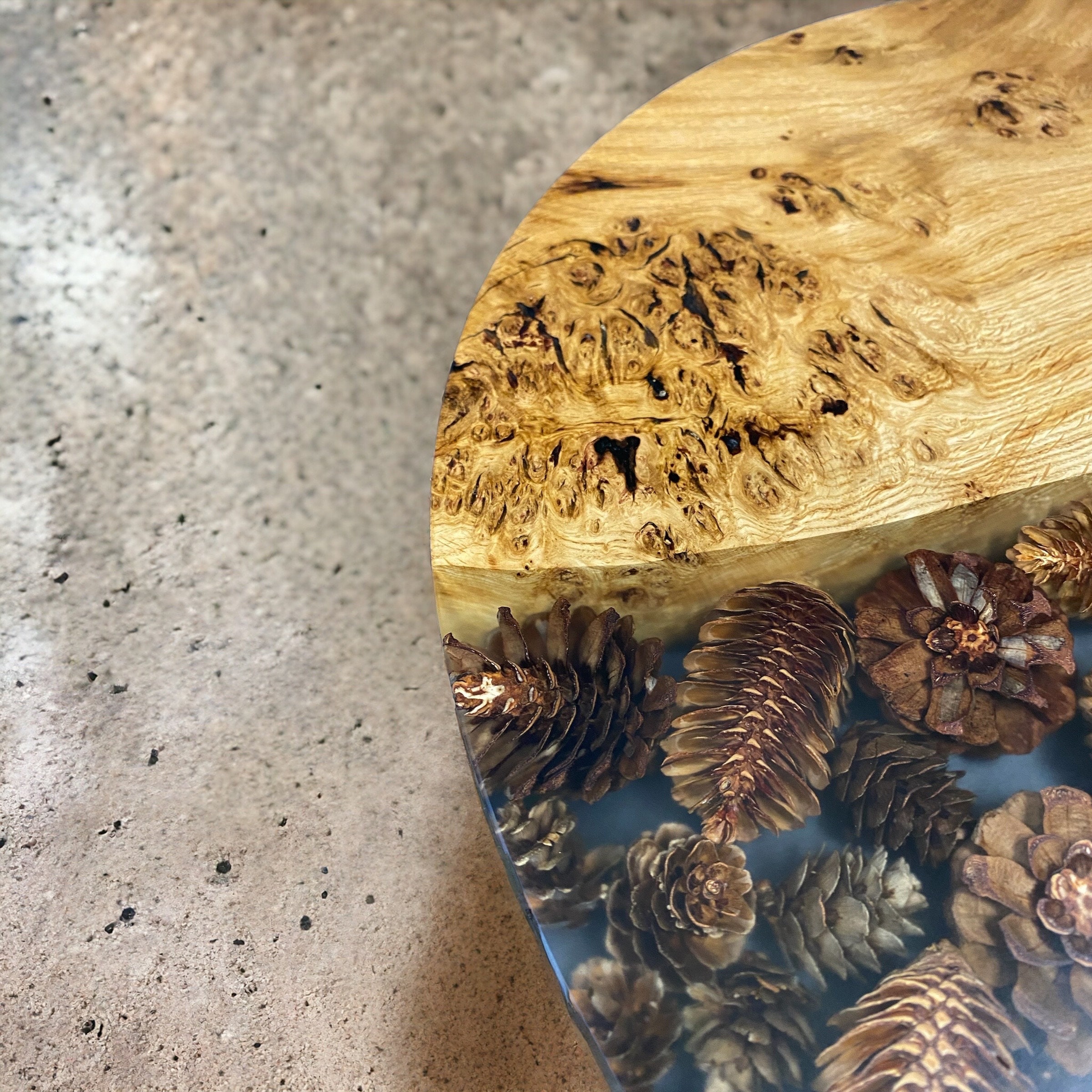 Oak & Epoxy Resin Coffee Table Pine Cone River Table Handmade Decor ...