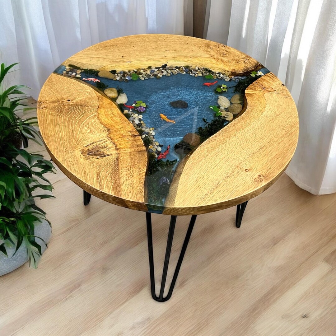 Oak & Epoxy Resin Coffee Table | Koi Pond Table | Handmade Décor ...