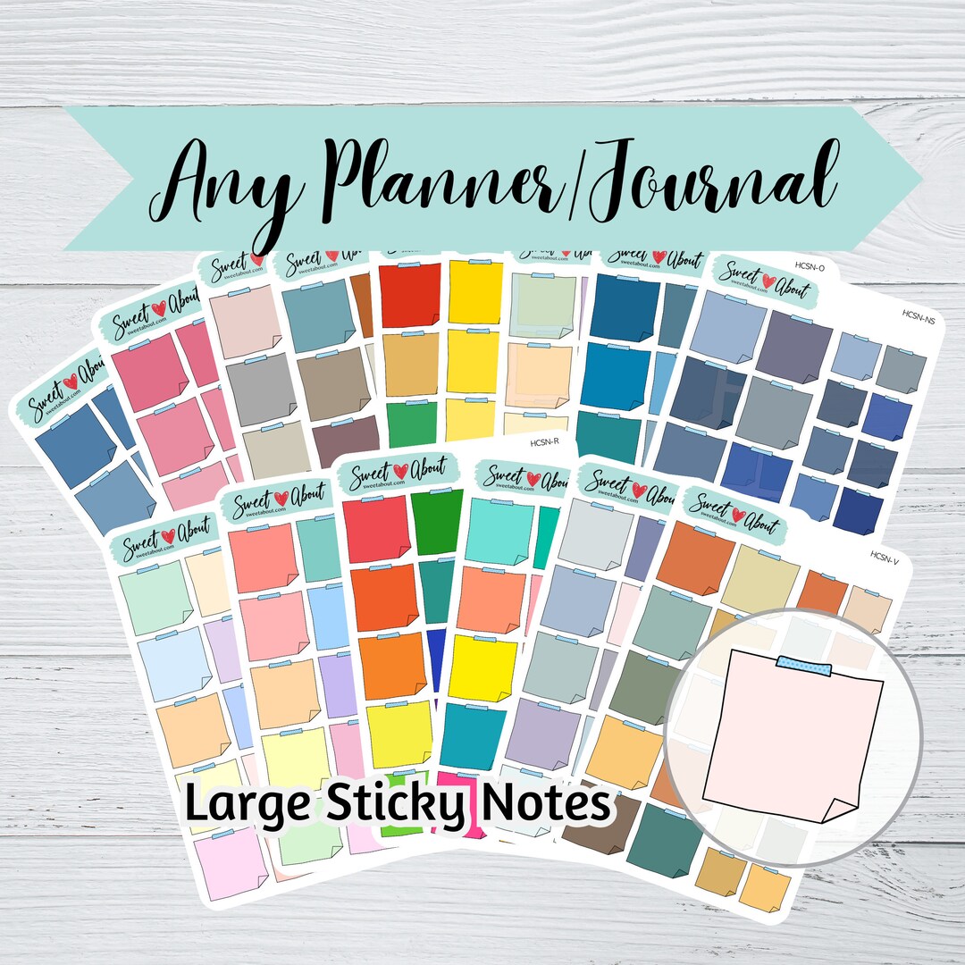 Sticky Note Stickers for Planners or Journals - Large and Small Sticky ...