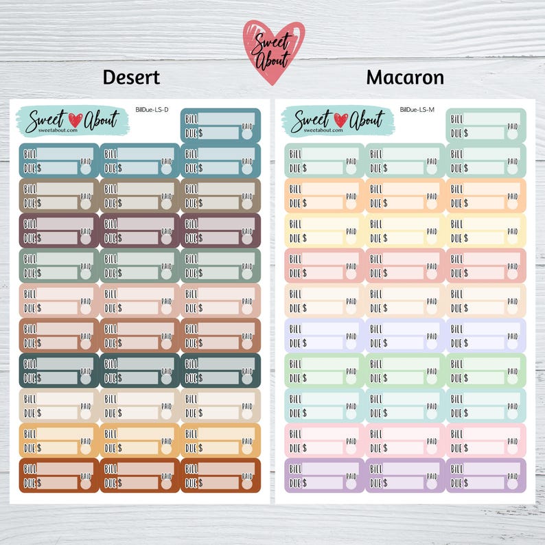 Bill Tracking Stickers - Colorful Bill Due Stickers - Large & Small ...