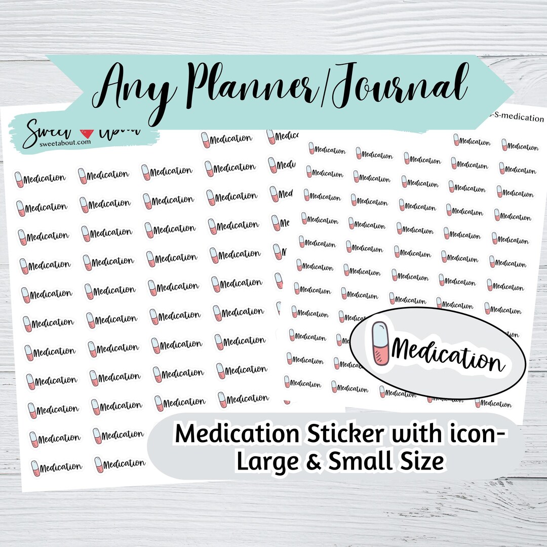 Medication Script Sticker With Icon – Small & Large Sizes, White Matte ...