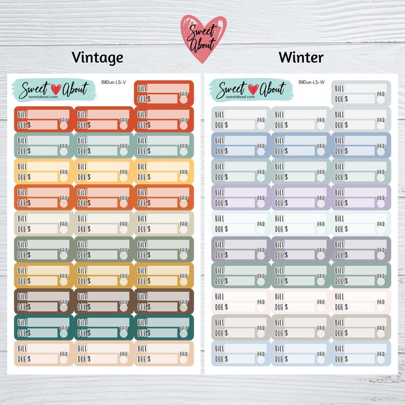 Bill Tracking Stickers - Colorful Bill Due Stickers - Large & Small ...