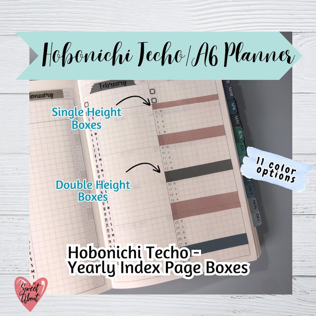 Hobonichi Techo Yearly Index Boxes - Hobonichi Techo Yearly Page Box ...