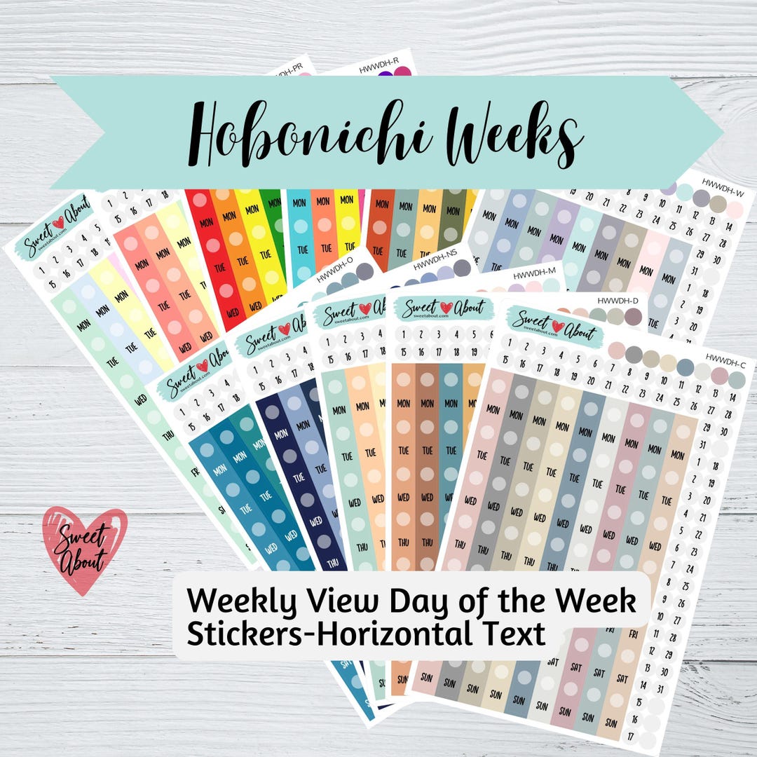 Hobonichi Weeks Day of the Week Stickers - Hobo Weeks Weekly Pages ...