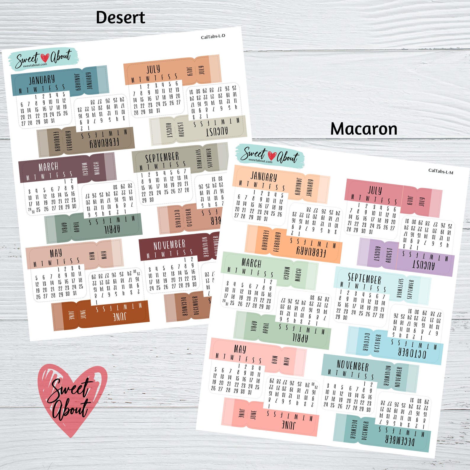 Calendar Tabs for 2026 - Planner or Journal Tabs - Large & Small Size ...