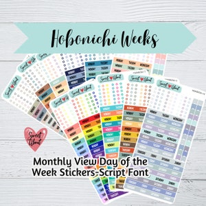 Hobonichi Weeks Day of the Week Stickers - Month Pages - Script Font - Etsy