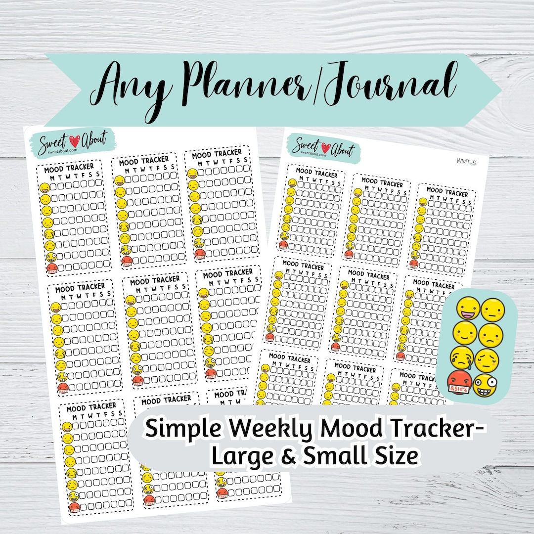Simple Weekly Mood Tracker Sticker - Emoji Mood Tracker Stickers ...