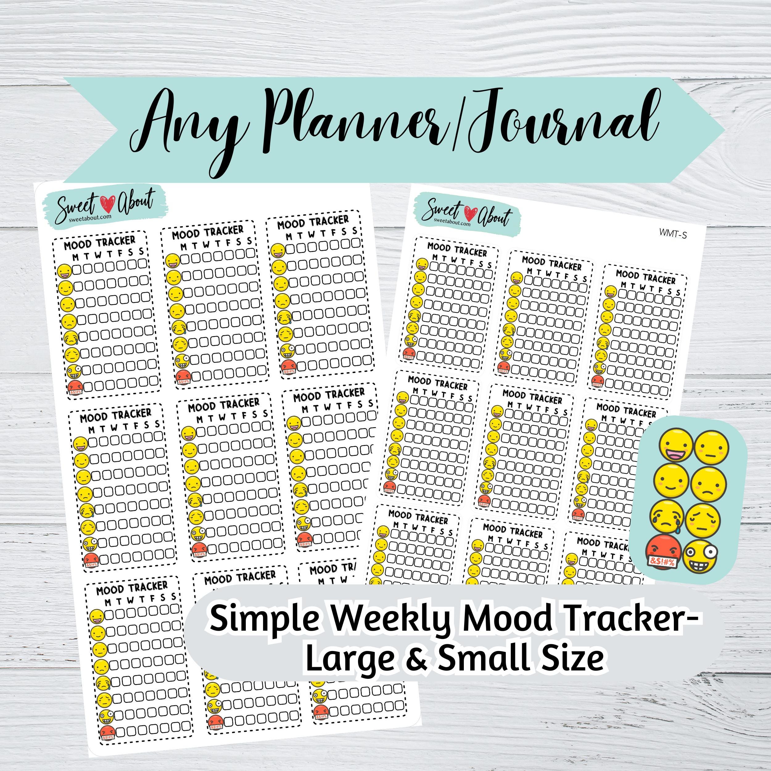 Simple Weekly Mood Tracker Sticker - Emoji Mood Tracker Stickers ...