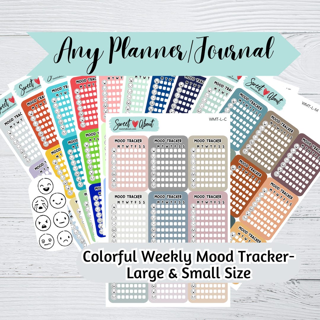 Colorful Weekly Mood Tracker Sticker - Colorful Emoji Mood Tracker ...