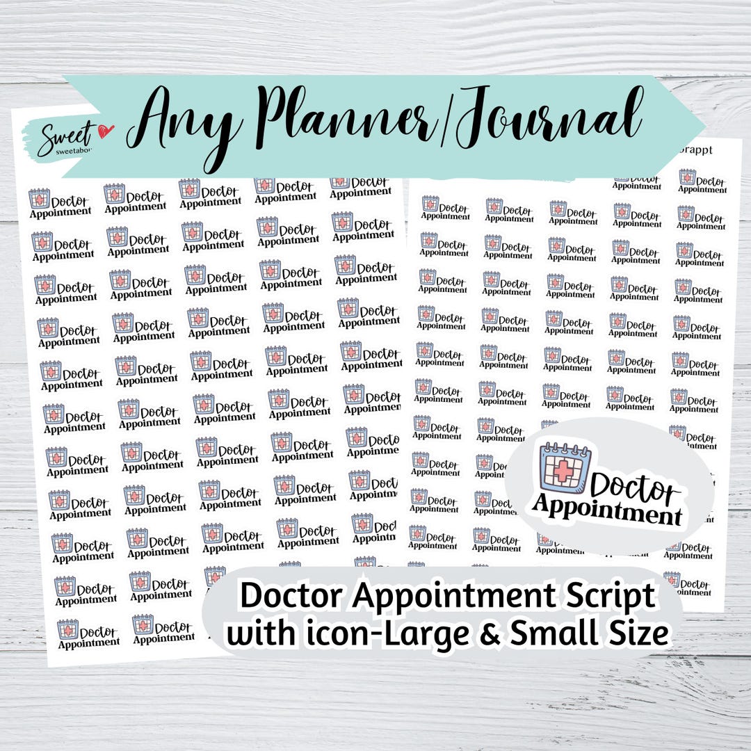 Doctor Appointment Script Sticker With Icon – Small & Large Sizes, White Matte or Clear Matte ...