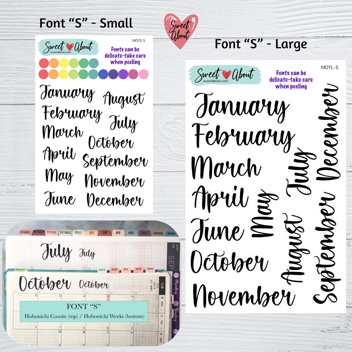 Months of the Year Planner Stickers - 5 Unique Fonts - Large & Small ...