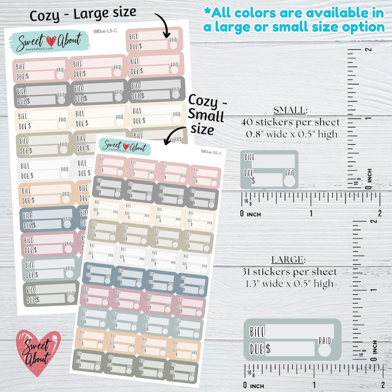 Bill Tracking Stickers - Colorful Bill Due Stickers - Large & Small ...