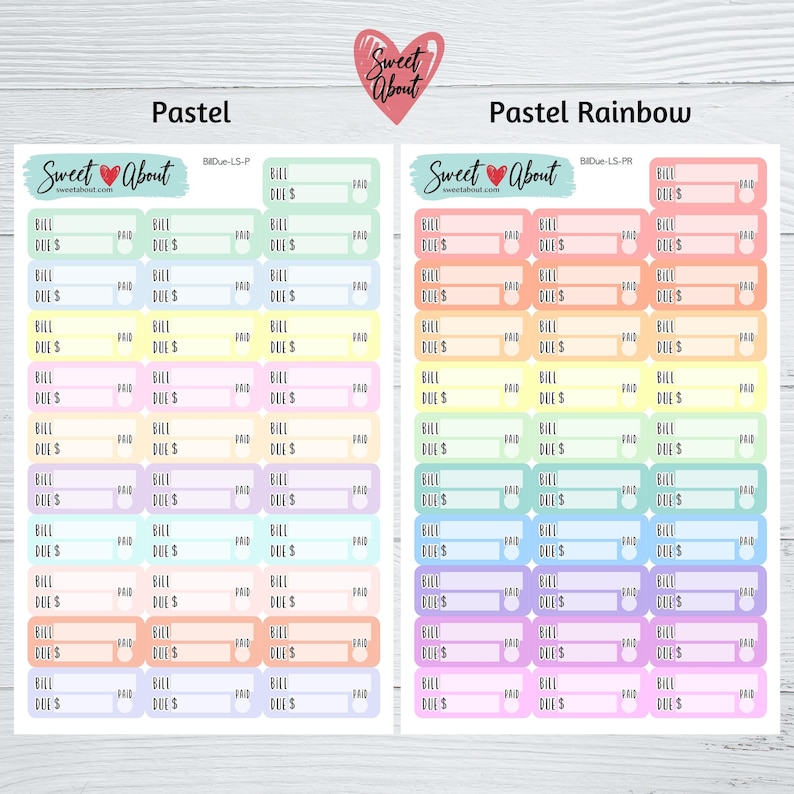 Bill Tracking Stickers - Colorful Bill Due Stickers - Large & Small ...