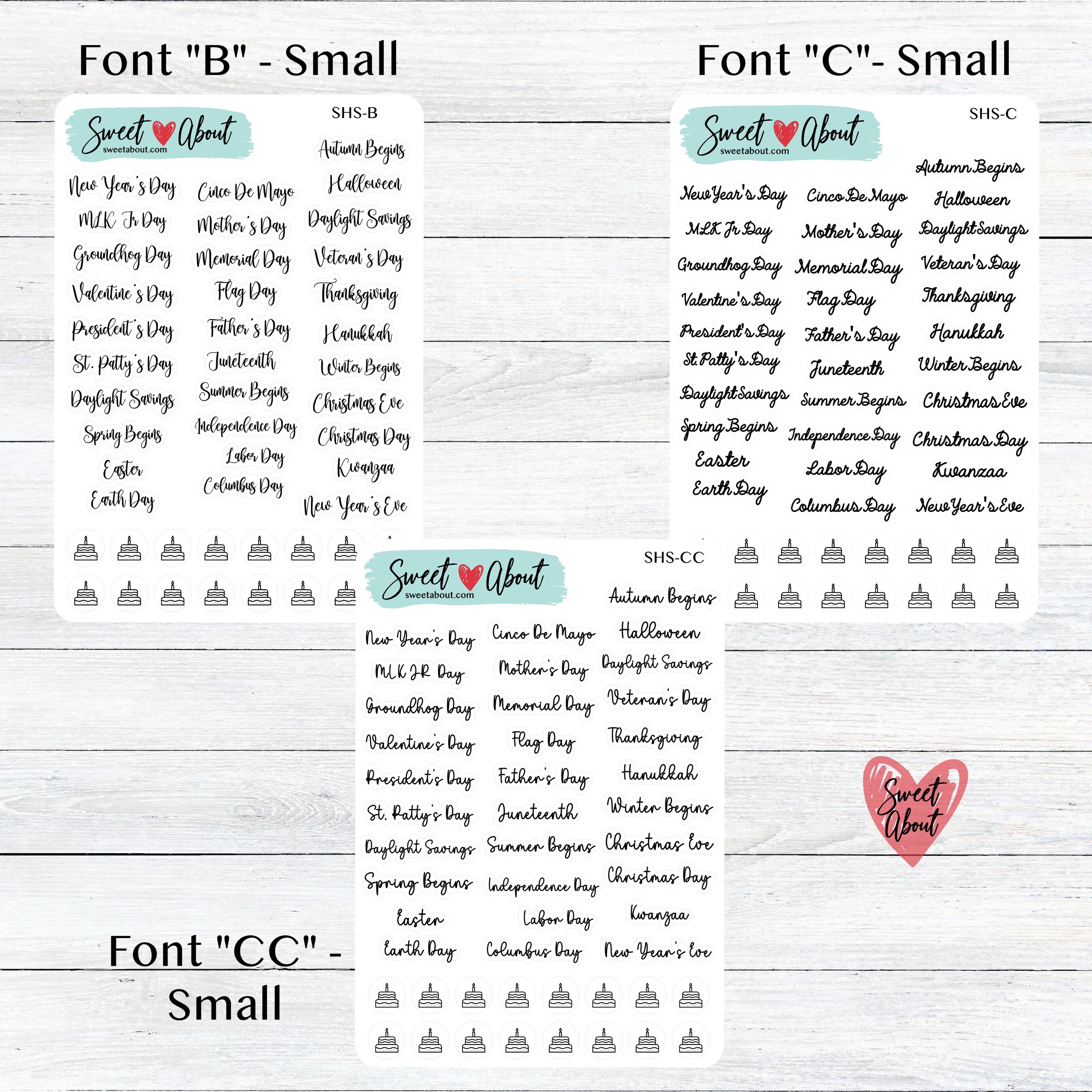 Holiday Script Stickers for Planners or Journals - Cursive or Script ...