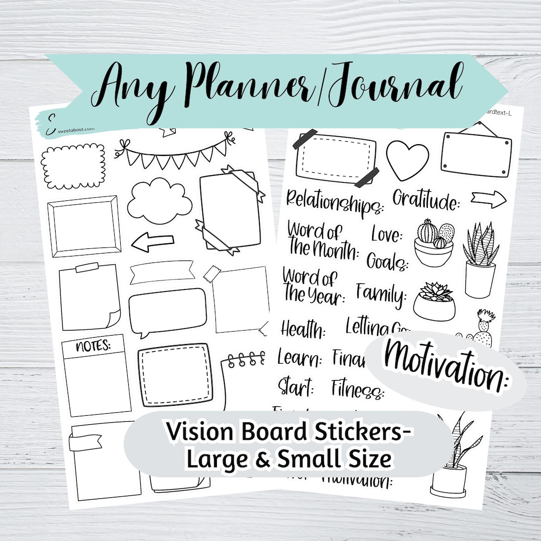 Vision Board Sticker Kit - Goal Setting Planner or Journal Stickers ...