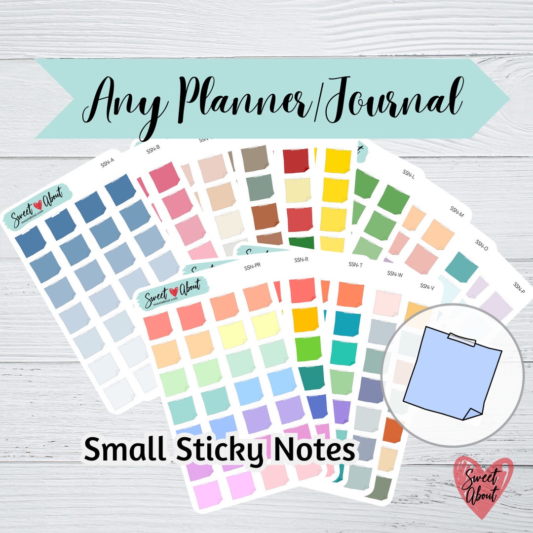 Small Sticky Note Stickers - Colorful Sticky Note Stickers - Hand Drawn ...
