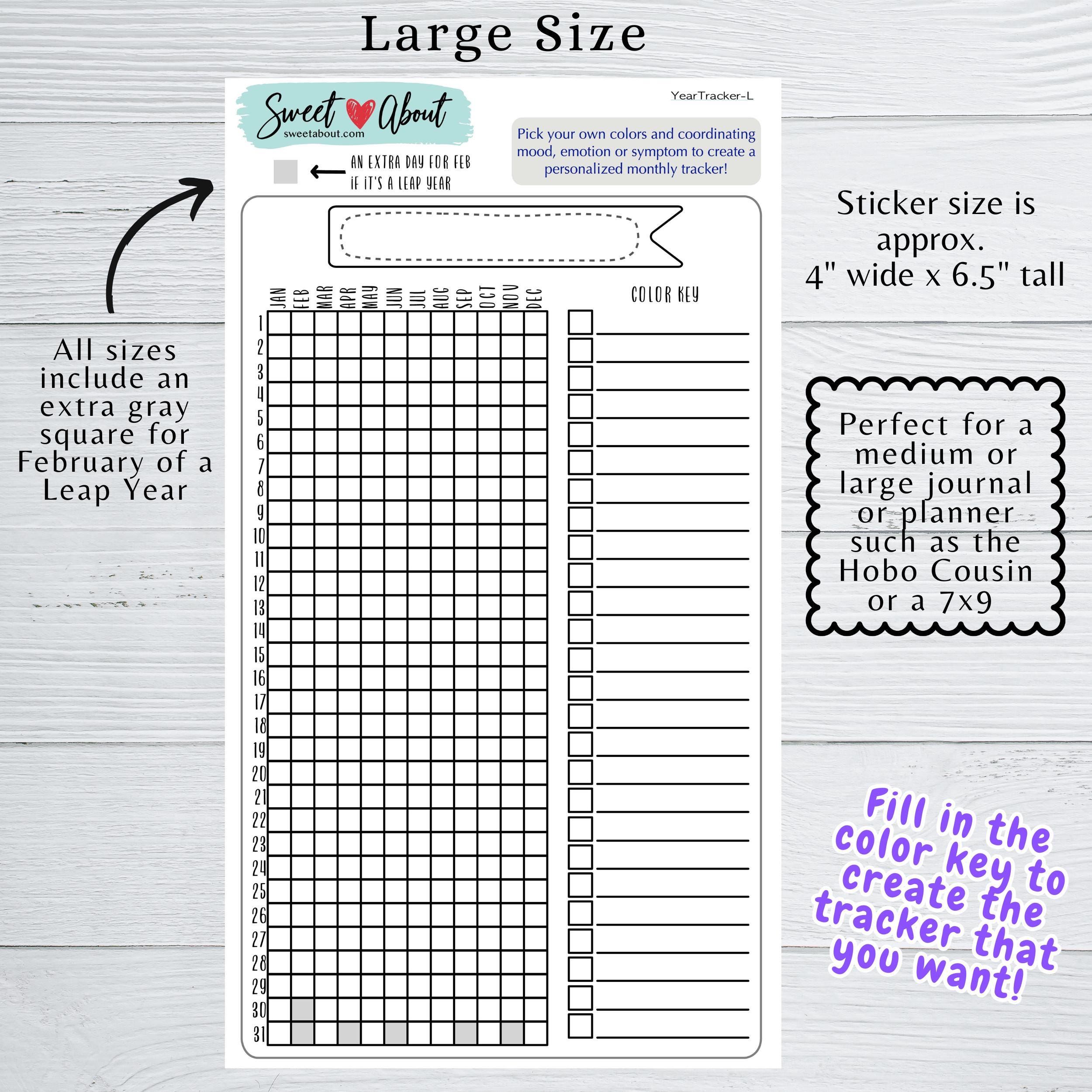 Yearly Tracker Sticker - Annual Tracker Sticker - Customizable Tracker ...