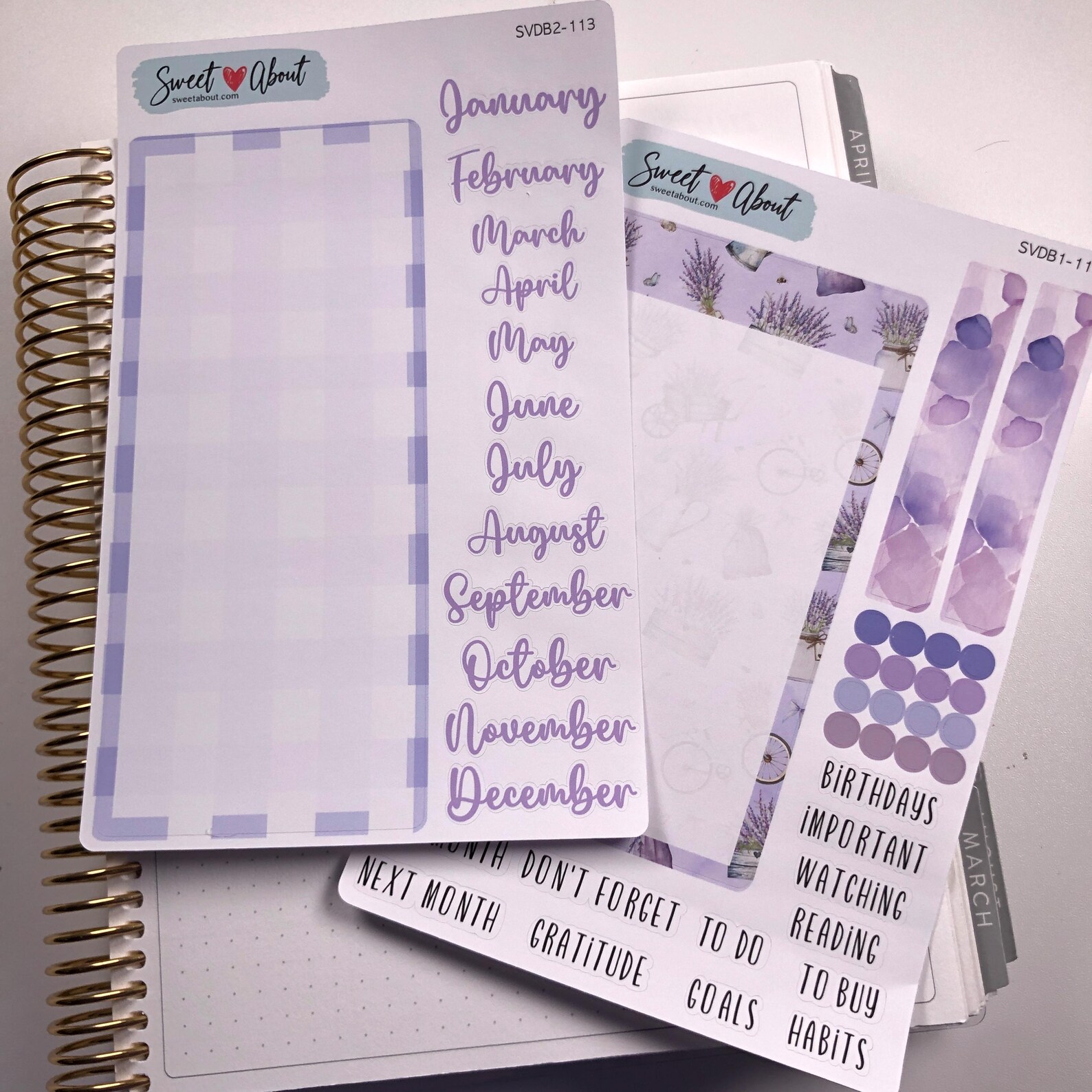 Standard Vertical Dashboard Sticker Kit #113 - Lavender Fields - 2 Page ...