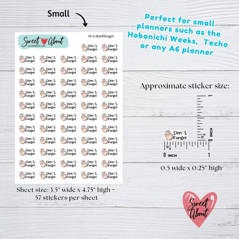 Don't Forget Script Sticker With Icon – Small & Large Sizes, White ...