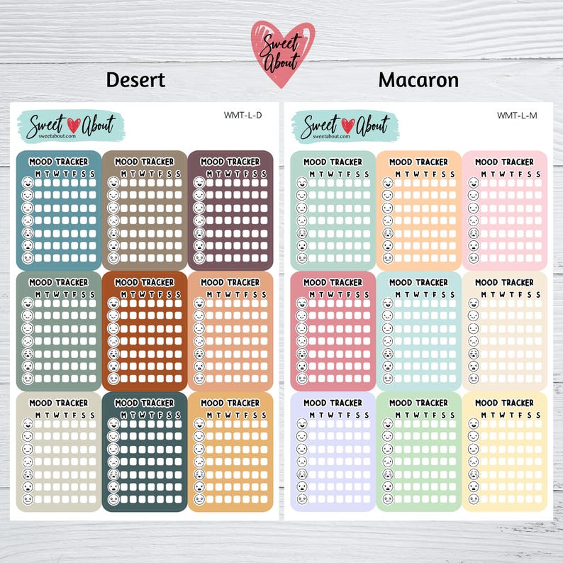 Colorful Weekly Mood Tracker Sticker - Colorful Emoji Mood Tracker ...