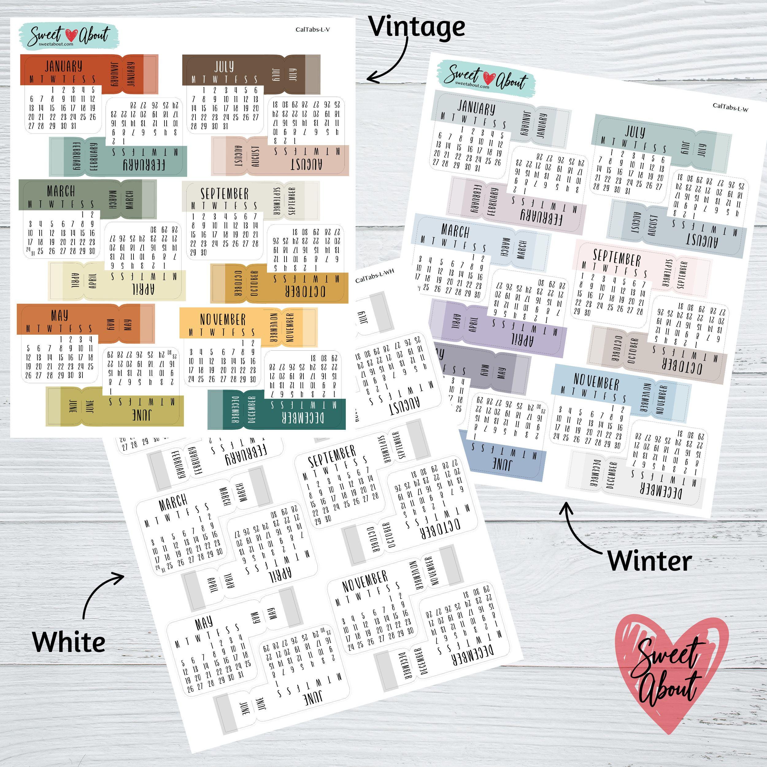 Calendar Tabs for 2026 - Planner or Journal Tabs - Large & Small Size ...