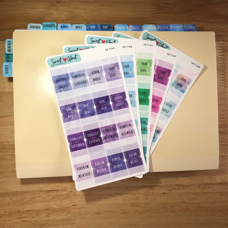 Hobonichi Cousin Watercolor Tabs - Watercolor Planner or Journal Tabs ...