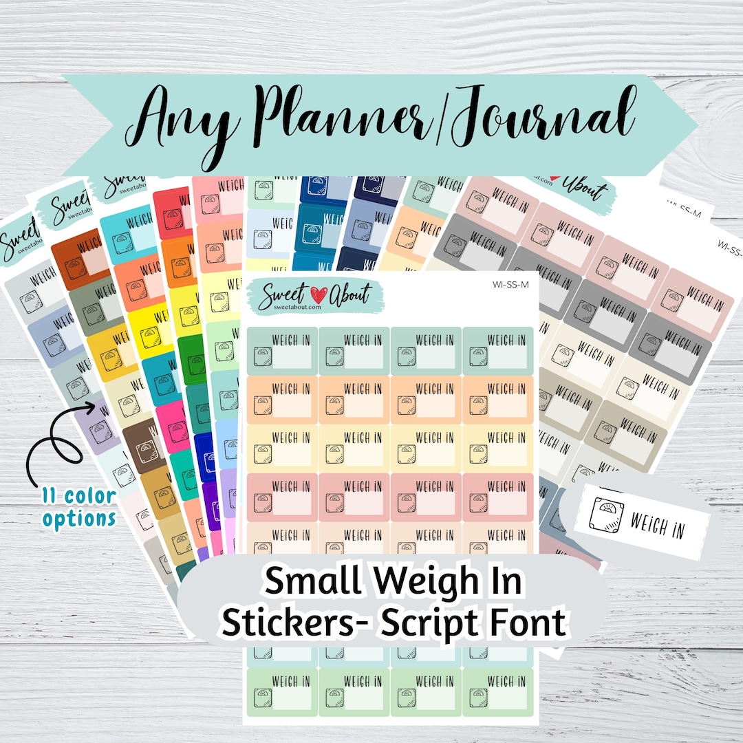 Colorful Weigh in Stickers - Colorful Scale Stickers - Small Weigh in ...