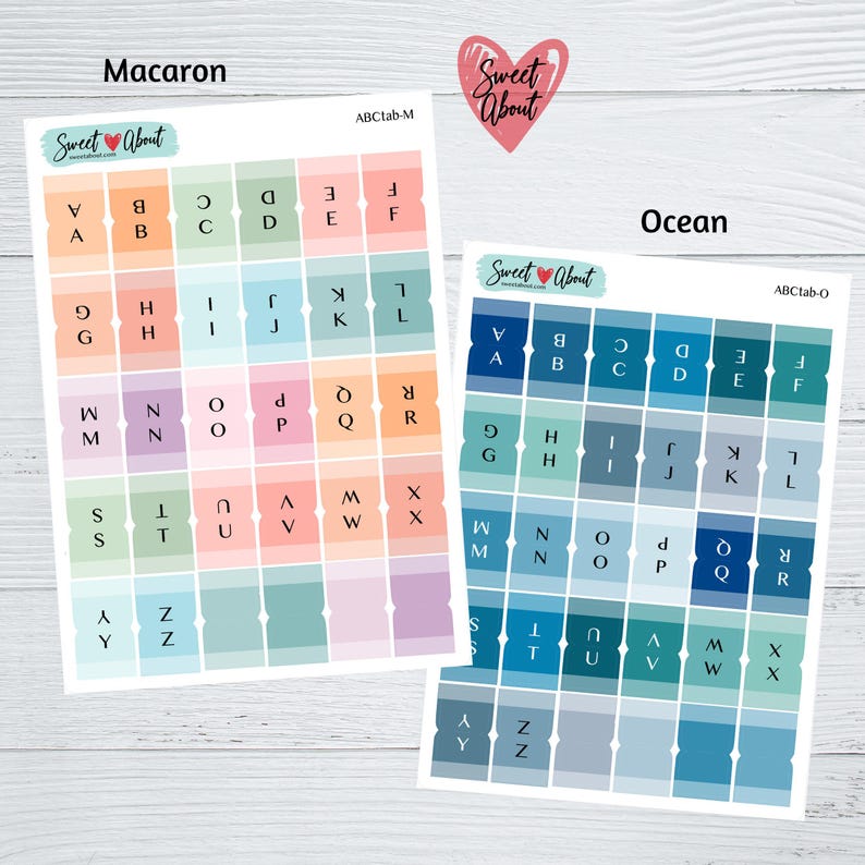 ABC Tabs - Alphabet Tabs - Planner or Journal Tabs - Planner or Journal ...