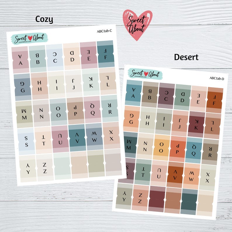 ABC Tabs - Alphabet Tabs - Planner or Journal Tabs - Planner or Journal ...
