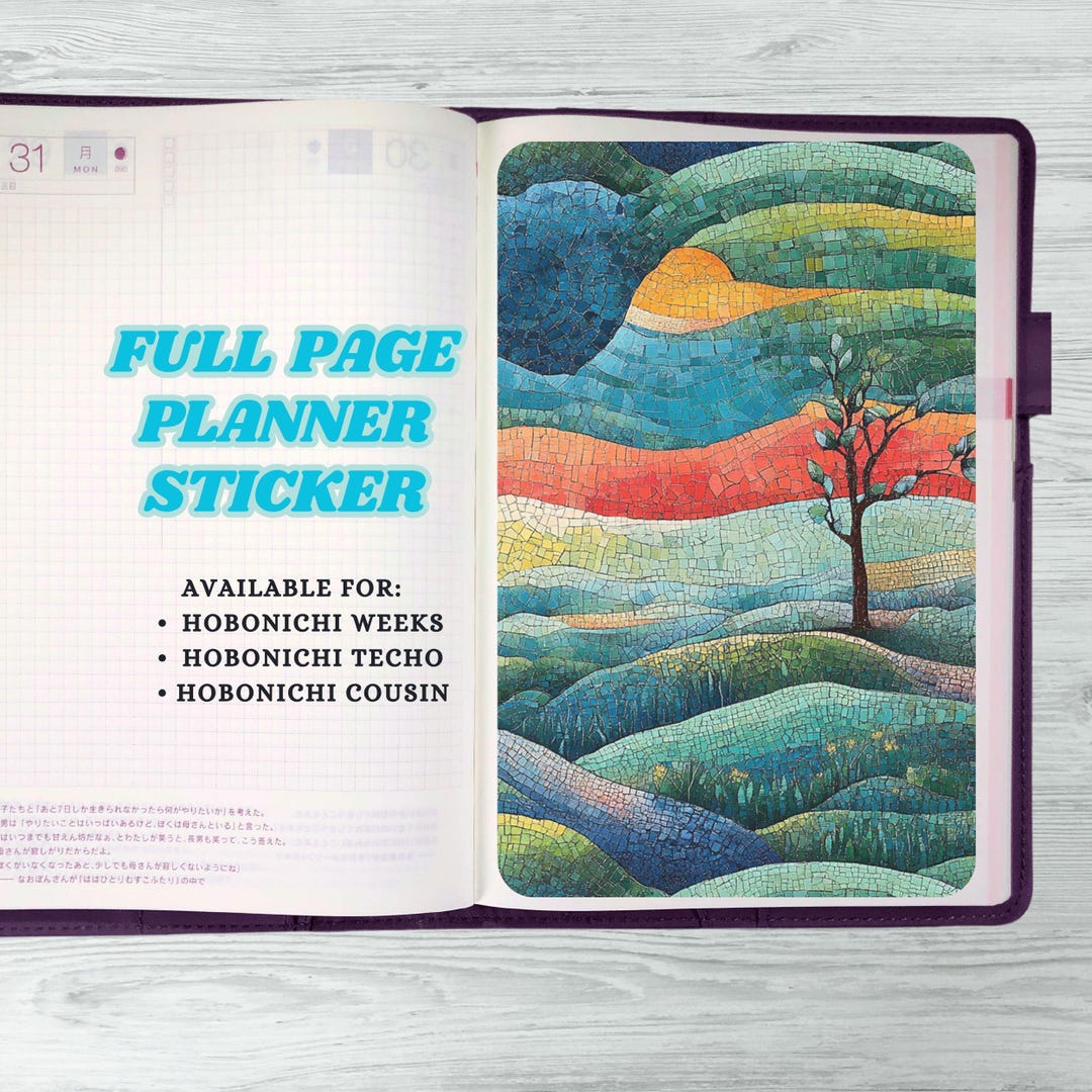 Full Page Color Planner Sticker - Full Page Hobonichi Sticker - Full ...