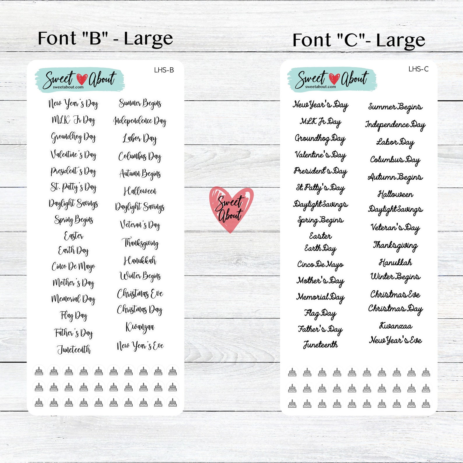 Holiday Script Stickers for Planners or Journals - Cursive or Script ...
