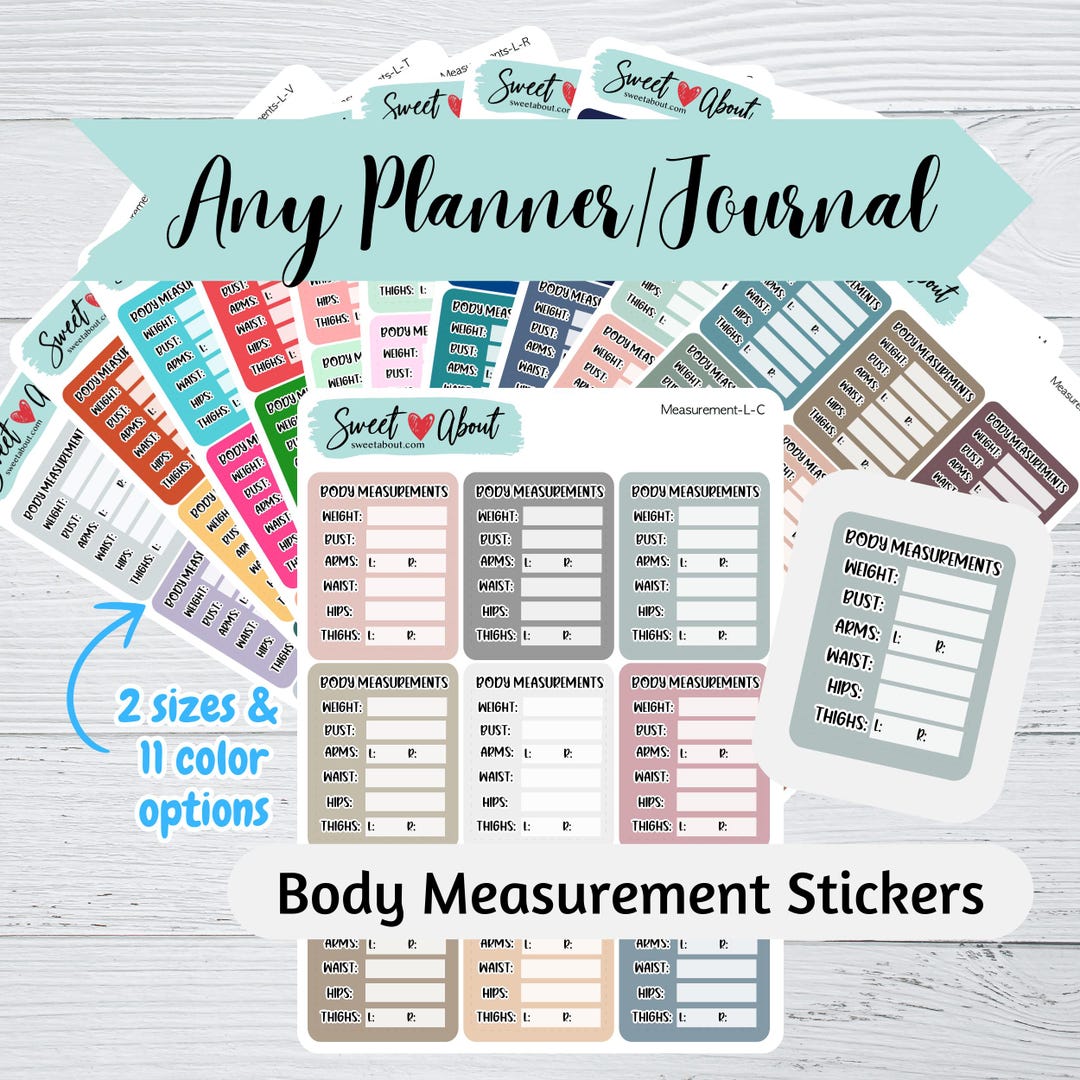 Body Measurement Tracker Stickers - Weight Loss Tracker Stickers ...