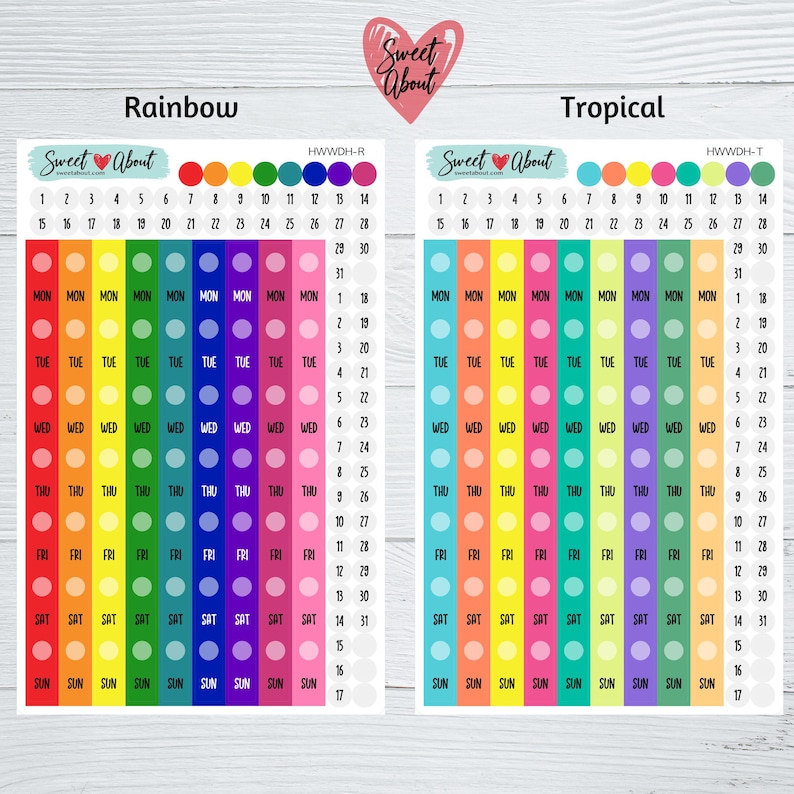 Hobonichi Weeks Day of the Week Stickers - Hobo Weeks Weekly Pages ...