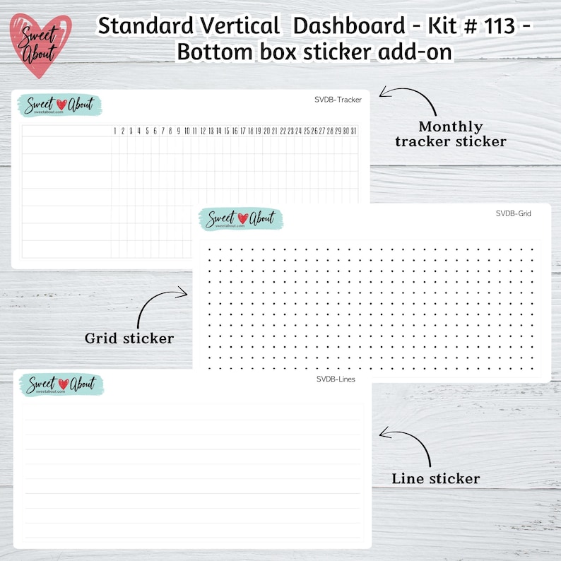 Standard Vertical Dashboard Sticker Kit #113 - Lavender Fields - 2 Page ...