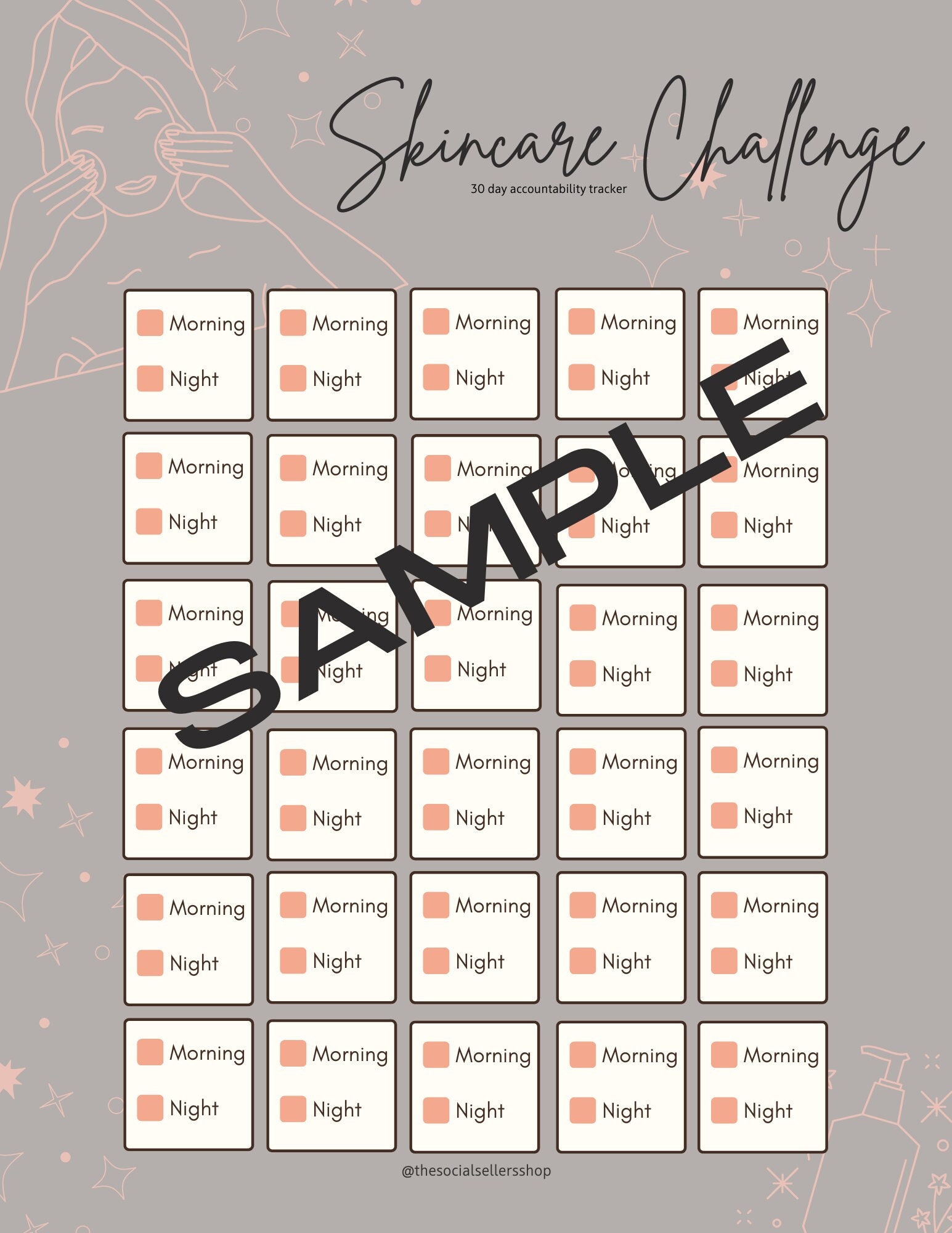 Skincare Routine Challenge Accountability Tracker Planner - Etsy