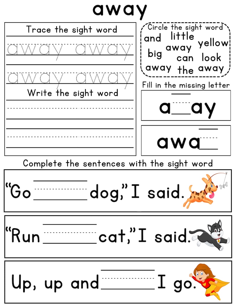 Sight Words Worksheets / Kindergarten Pre-primer Practice Sheets - Etsy