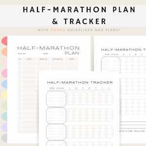 Half-marathon Plan & Tracker, Digital Running Planner, Training Program ...