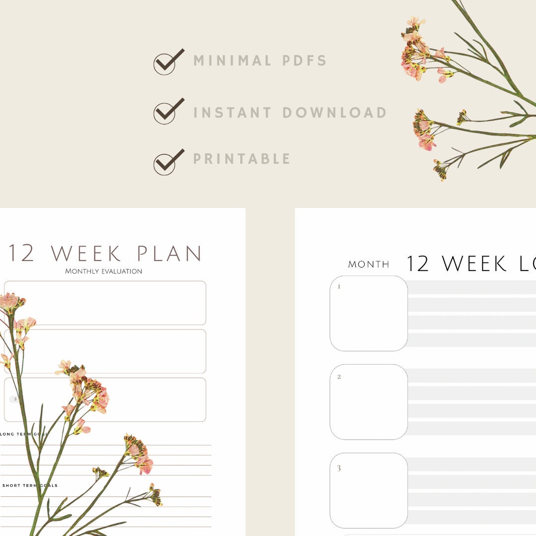 12 Week Plan & Log, Weekly and Daily Log, Fitness Planner, Goal Tracker ...