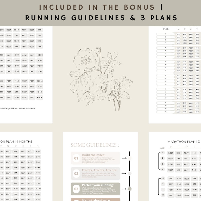 Half-marathon Plan & Tracker, Digital Running Planner, Training Program ...