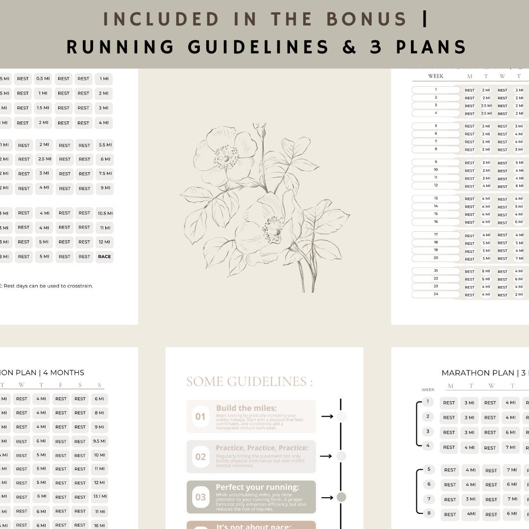 Half-marathon Plan & Tracker, Digital Running Planner, Training Program ...