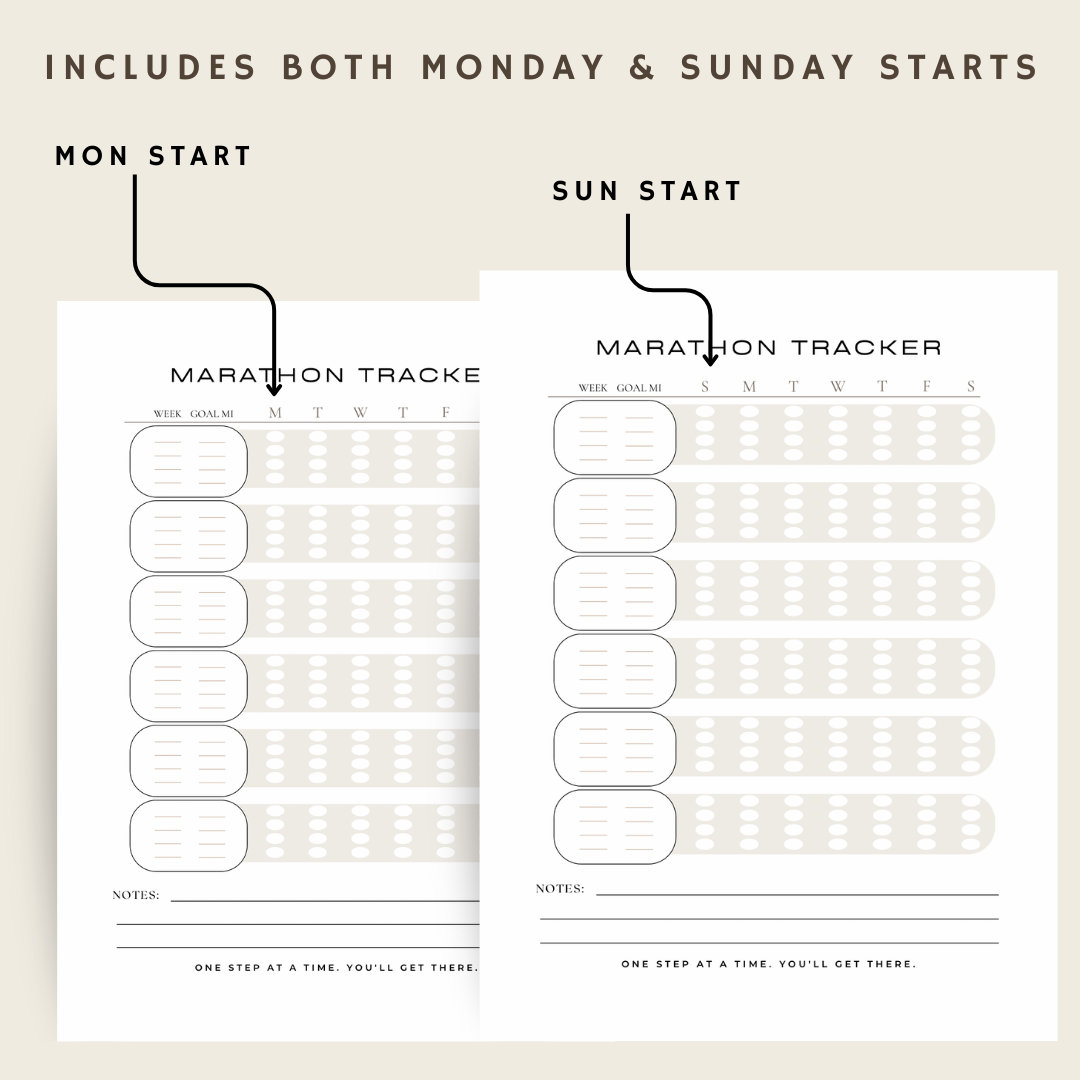 Marathon Plan & Tracker, Digital Running Planner, Training Program ...