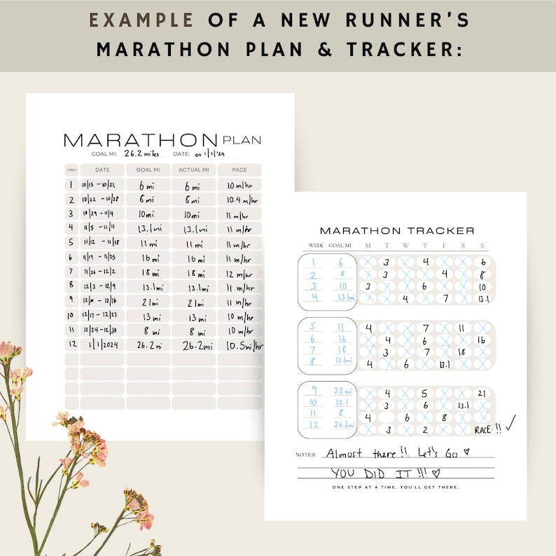 Marathon Plan & Tracker, Digital Running Planner, Training Program ...