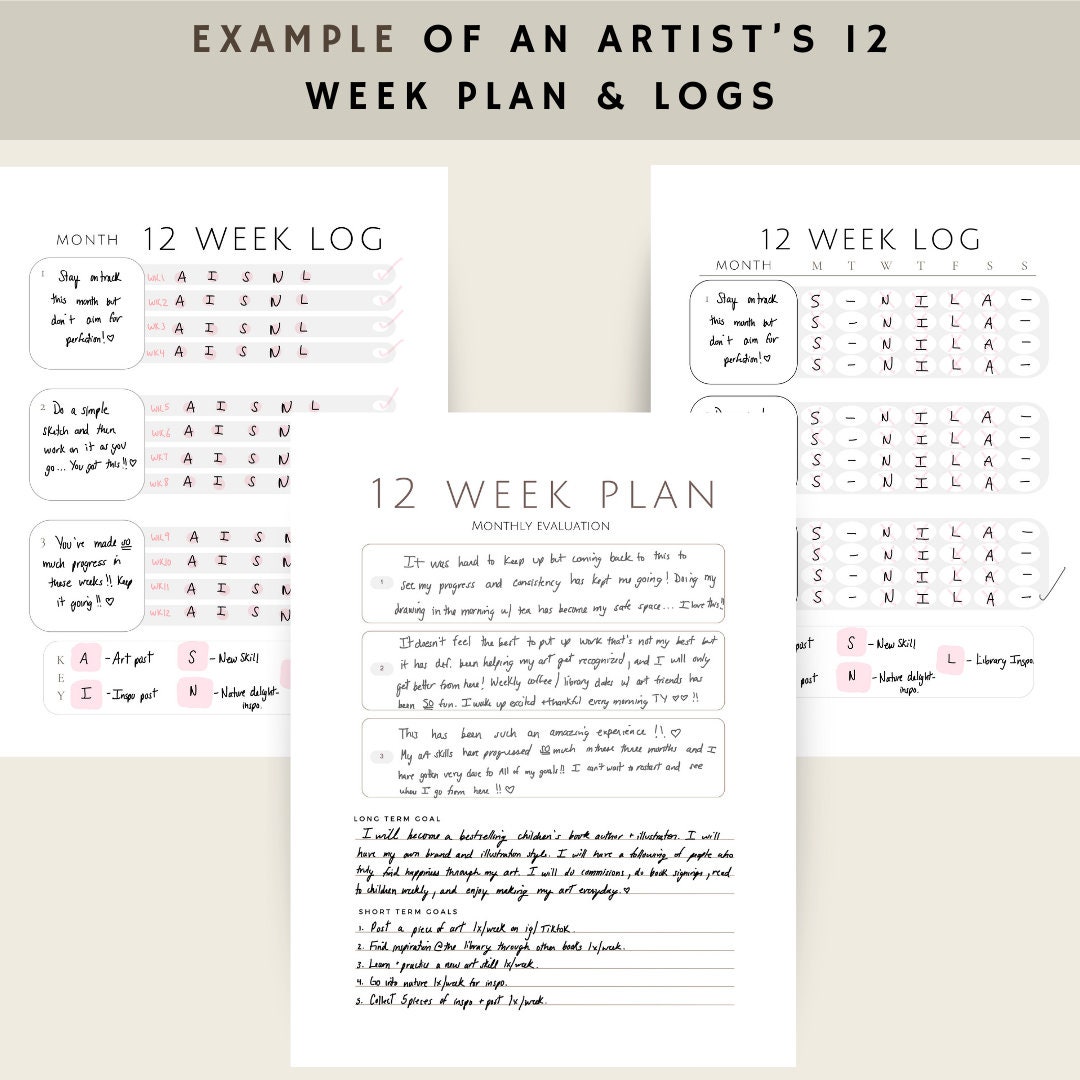 12 Week Plan & Log, Weekly and Daily Log, Fitness Planner, Goal Tracker ...