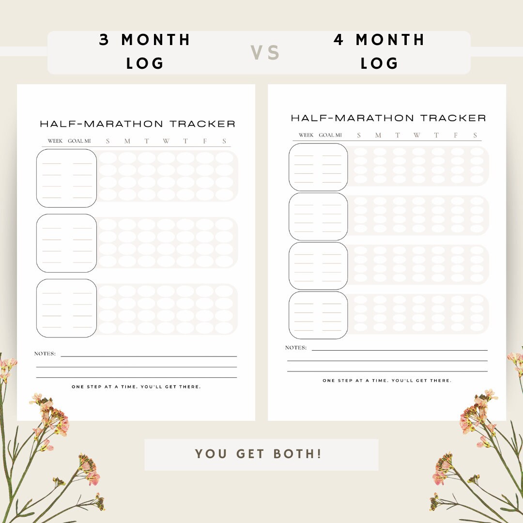 Half-marathon Plan & Tracker, Digital Running Planner, Training Program ...