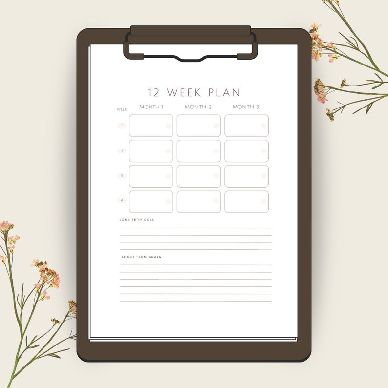 12 Week Plan & Log, Fitness Planner, Goal Tracker, Workout Journal ...