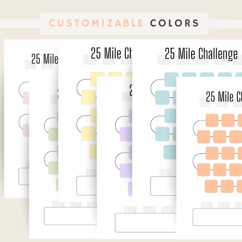 25, 50 & 100 Mile Challenge Bundle and Tracker, Fitness Planner ...