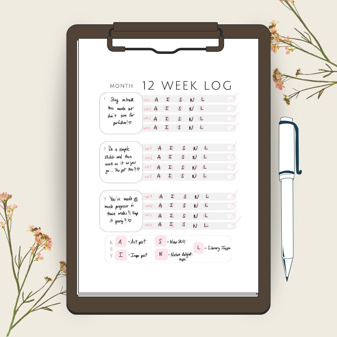 12 Week Plan & Log, Weekly and Daily Log, Fitness Planner, Goal Tracker ...
