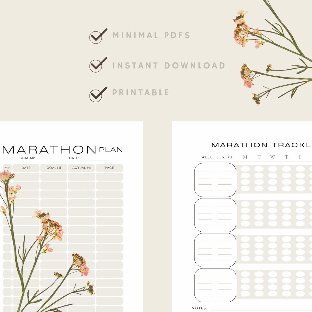 Marathon Plan & Tracker, Digital Running Planner, Training Program ...