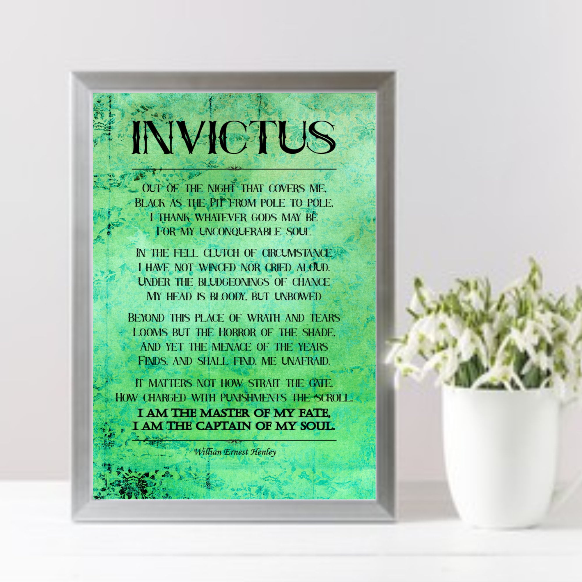 Sage Green Wall Art Invictus Poem Print Invictus Poem - Etsy